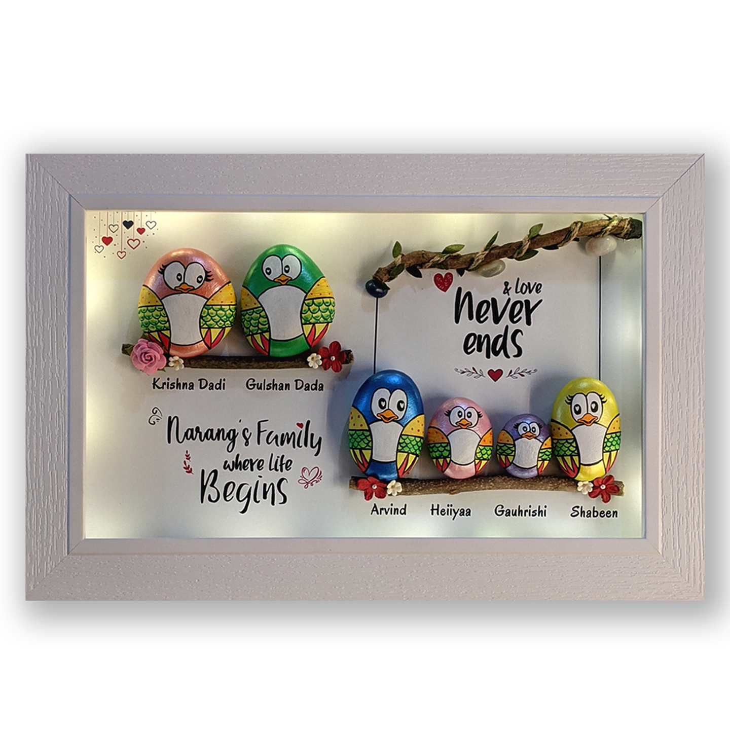 Family of 6 Pebble Art – Batoony Rocks